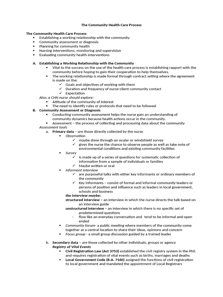 Community Health Care Process Overview | PDF | Evaluation | Goal