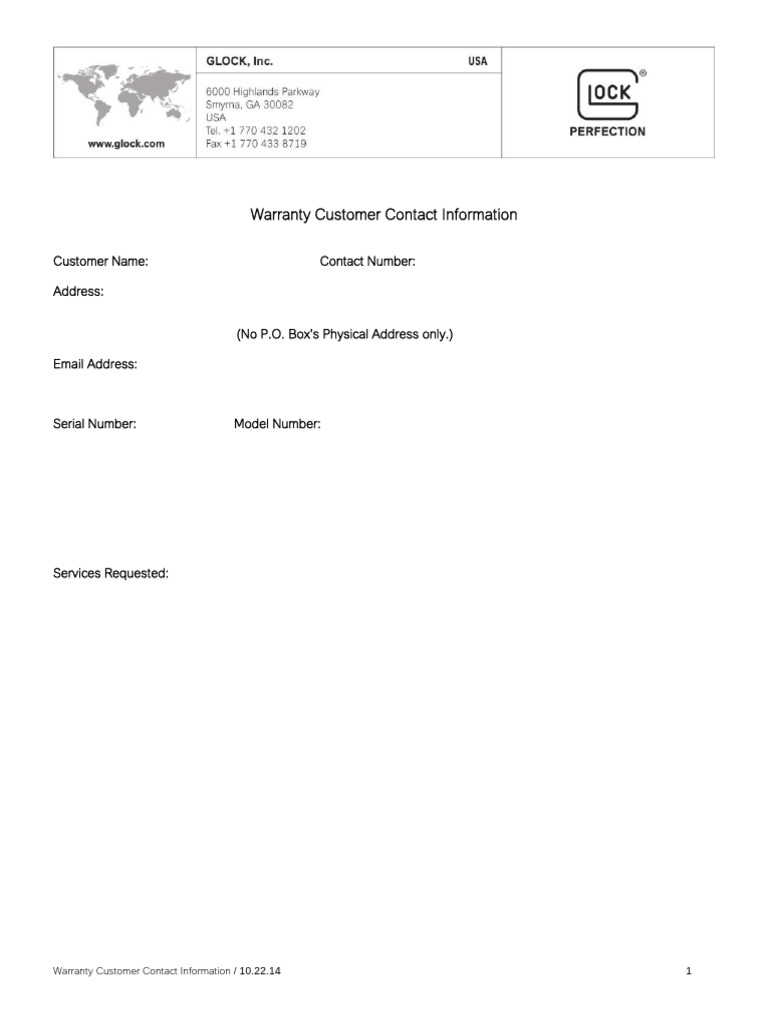 GLOCK Warranty Form 62420 (1) | PDF