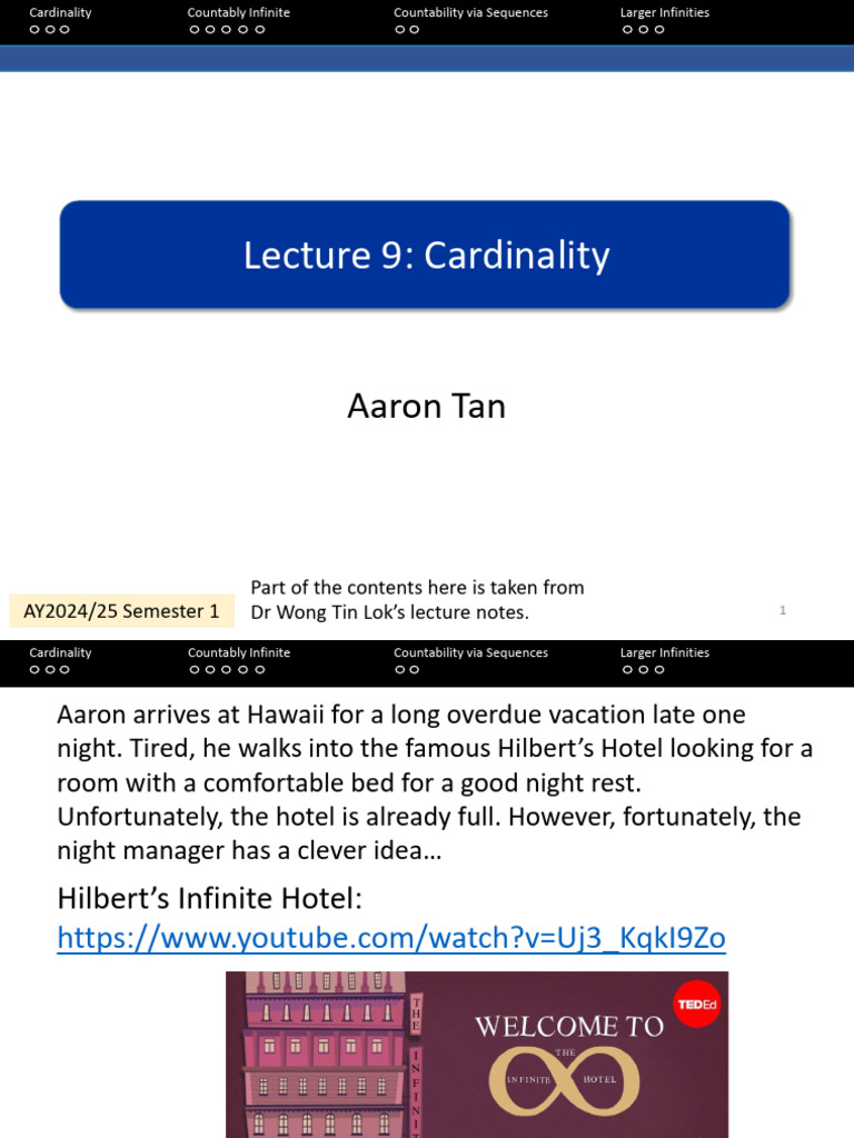 Lecture09 Cardinality Full | PDF | Infinity | Mathematics