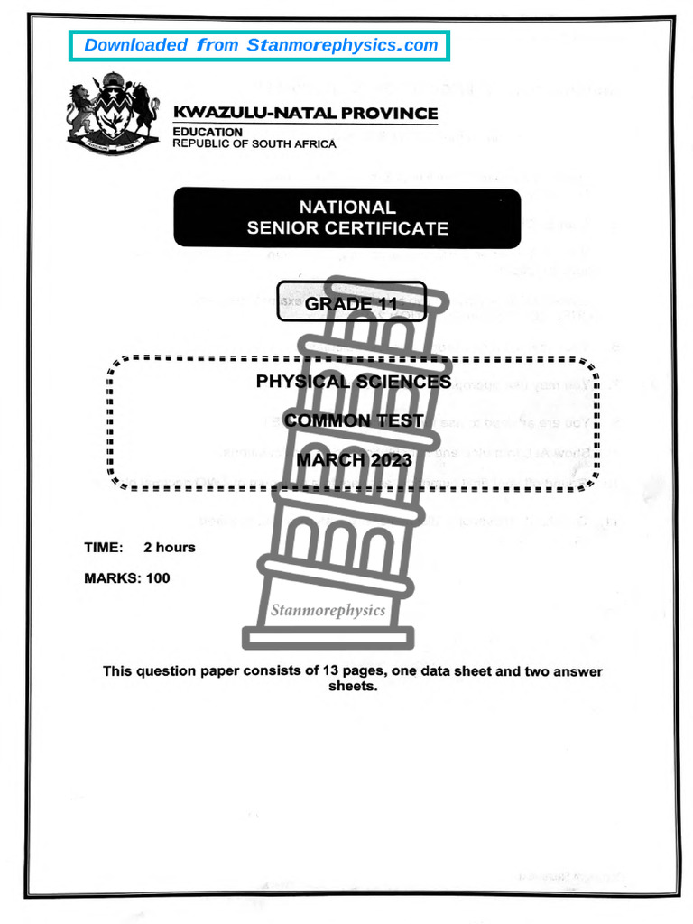 Physical Sciences Grade 11 March 2023 QP and Memo | PDF