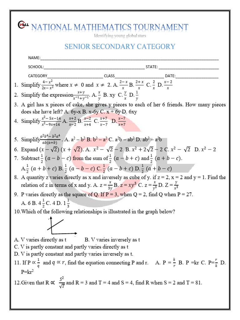 NMT Senior Sec. Study Guide | PDF | Mathematics