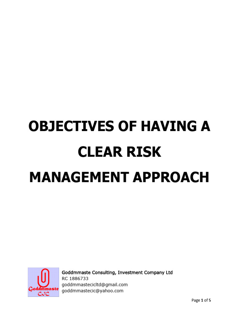 Clear Risk Management Objectives | PDF | Risk Management | Risk