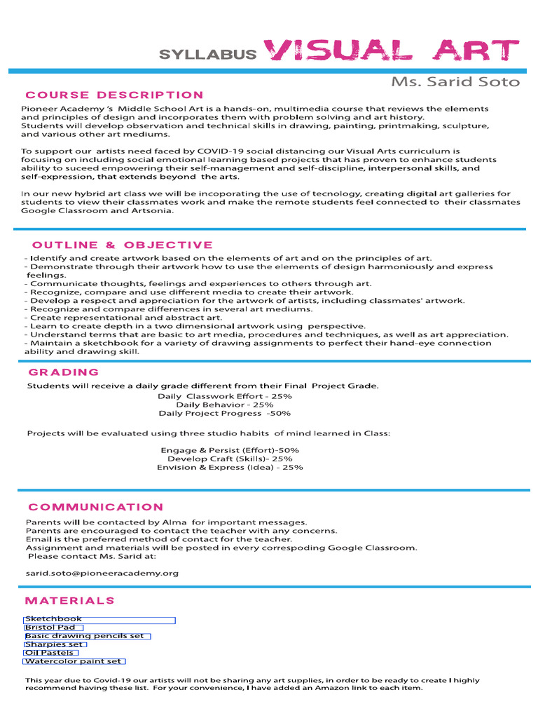 Visual Art Middle School Syl Lab Us | PDF