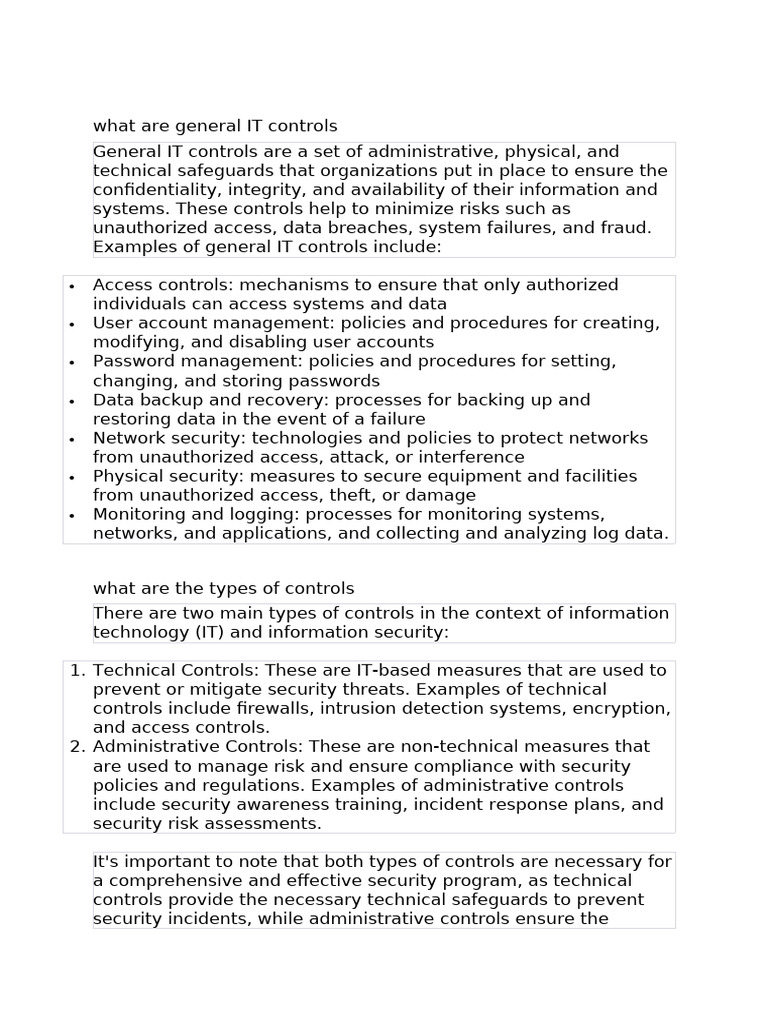 What Are General IT Controls | PDF | Information Security | Internal Control