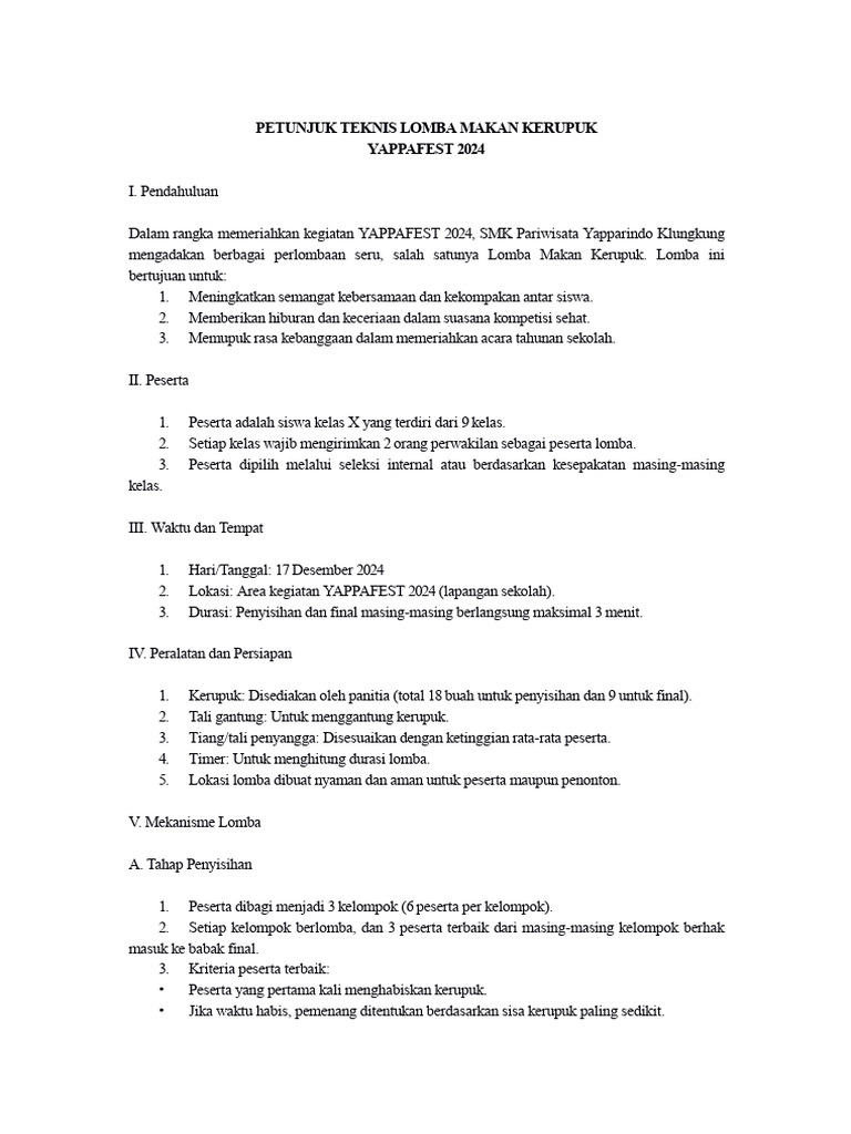 JUKNIS Lomba Makan Krupuk | PDF