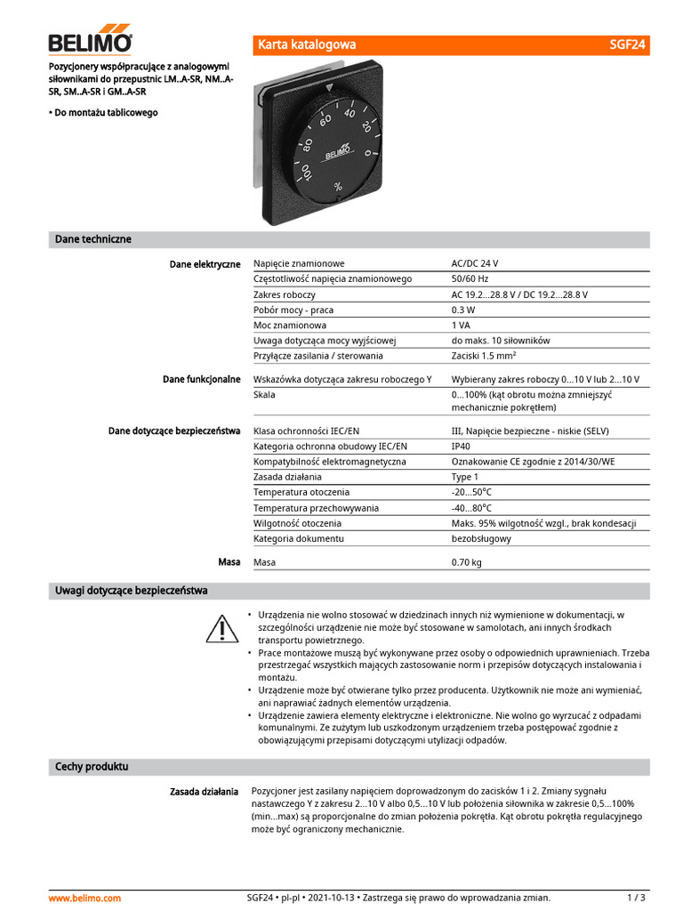 Belimo SGF24 Datasheet PL-PL | PDF