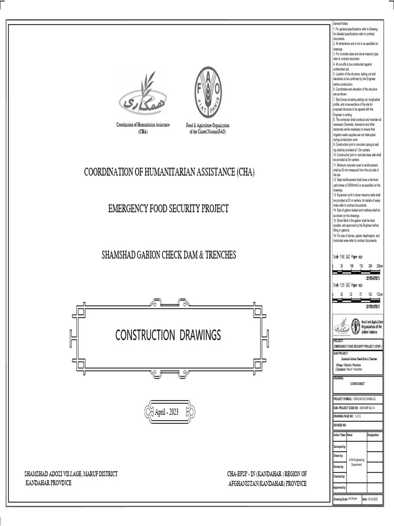 Shamshad Gabion Check Dam Drawings | PDF | Concrete | Masonry