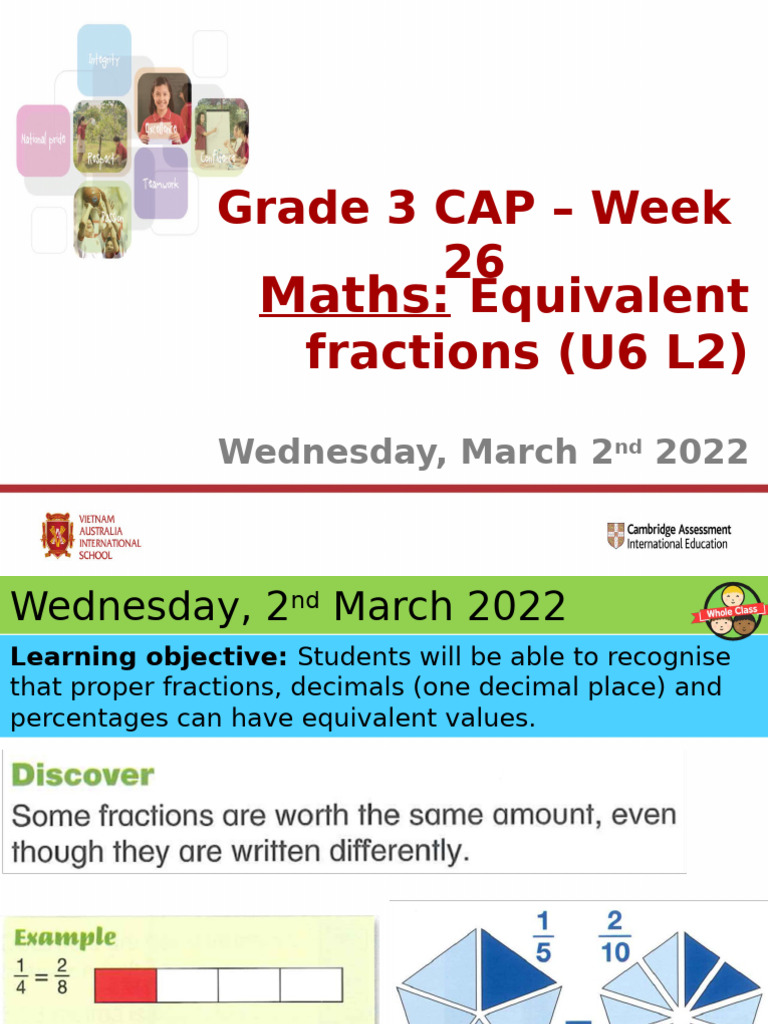 CAP3_W26_L2_Equivalent fractions (U6 L2) | PDF | Lexicology | Mathematical Notation