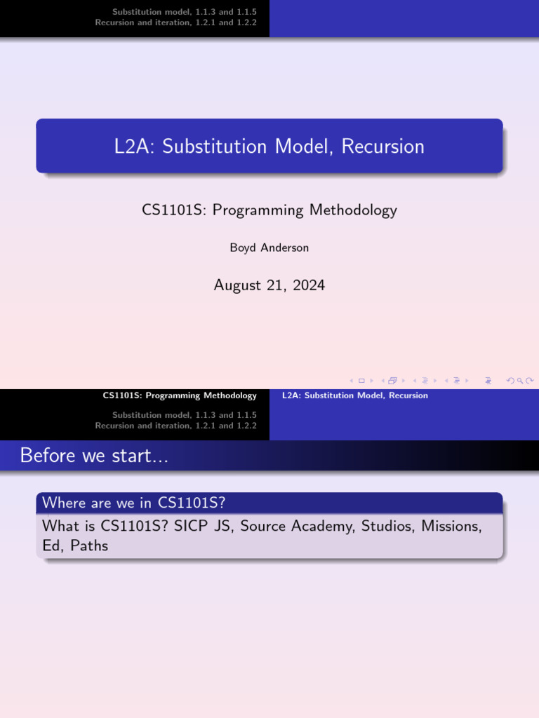 CS1101S lecture-L2A.view | PDF | Software Development Process | Theoretical Computer Science