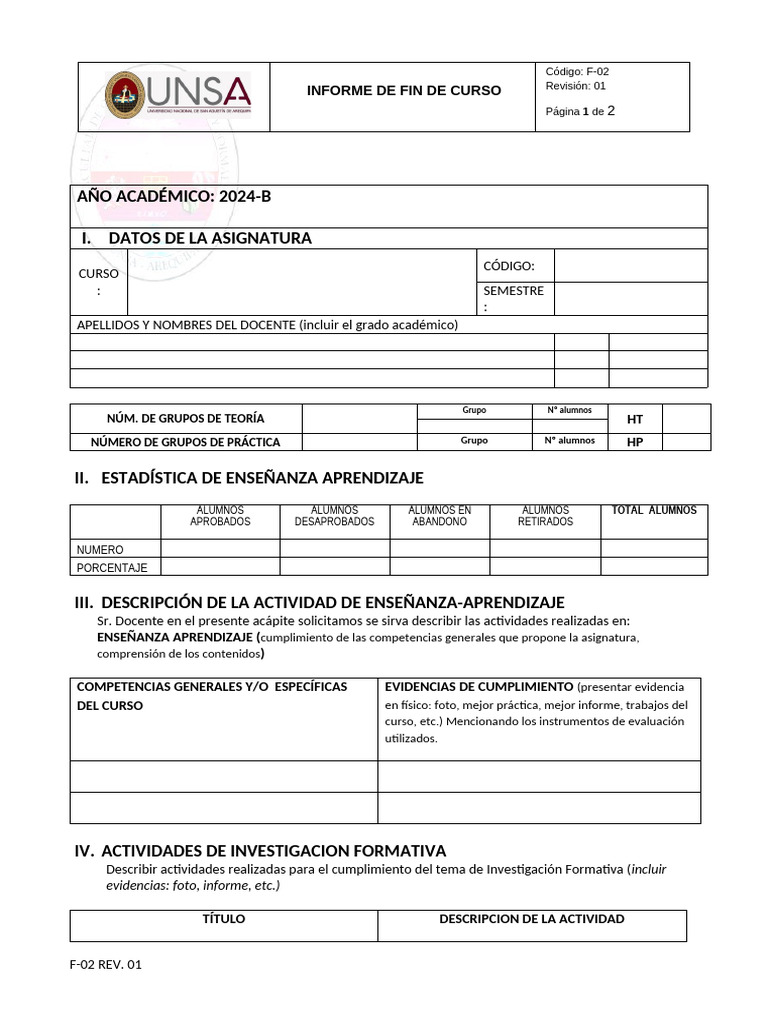 7_INFORME FIN DE CURSO(final) | PDF | Maestros | Enseñando