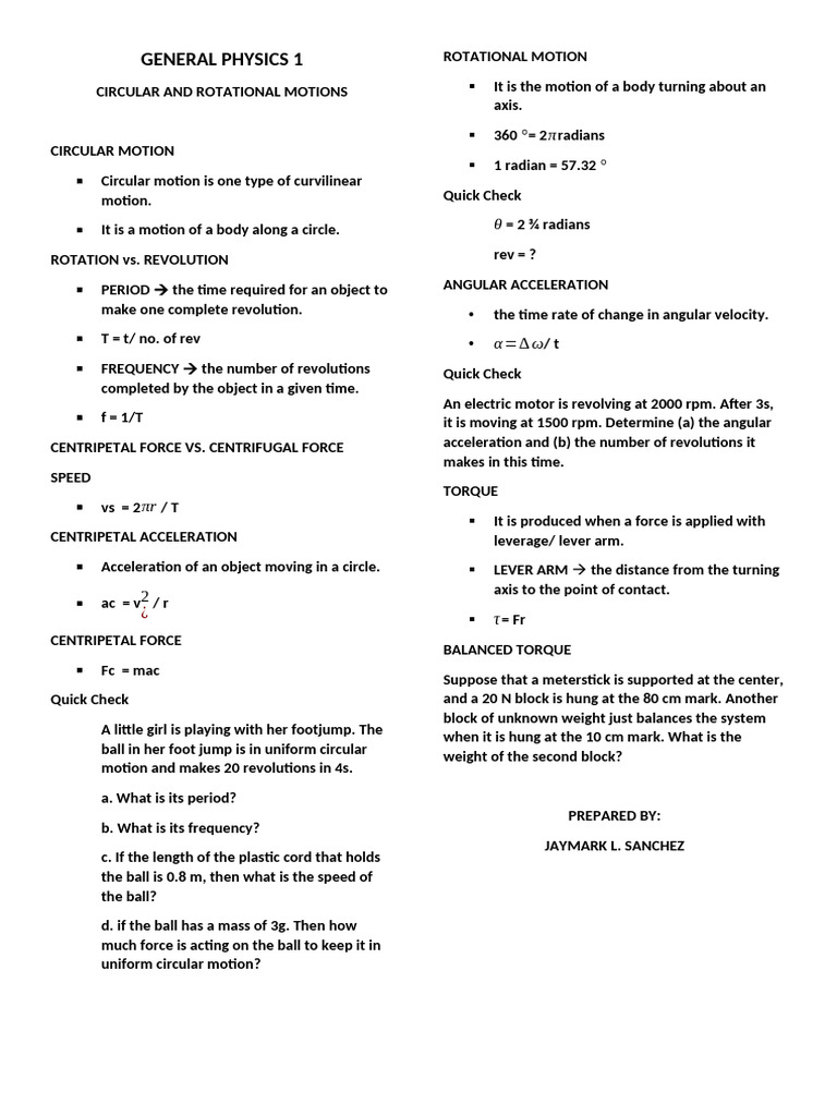 Circular and Rotational Motion Basics | PDF | Torque | Acceleration