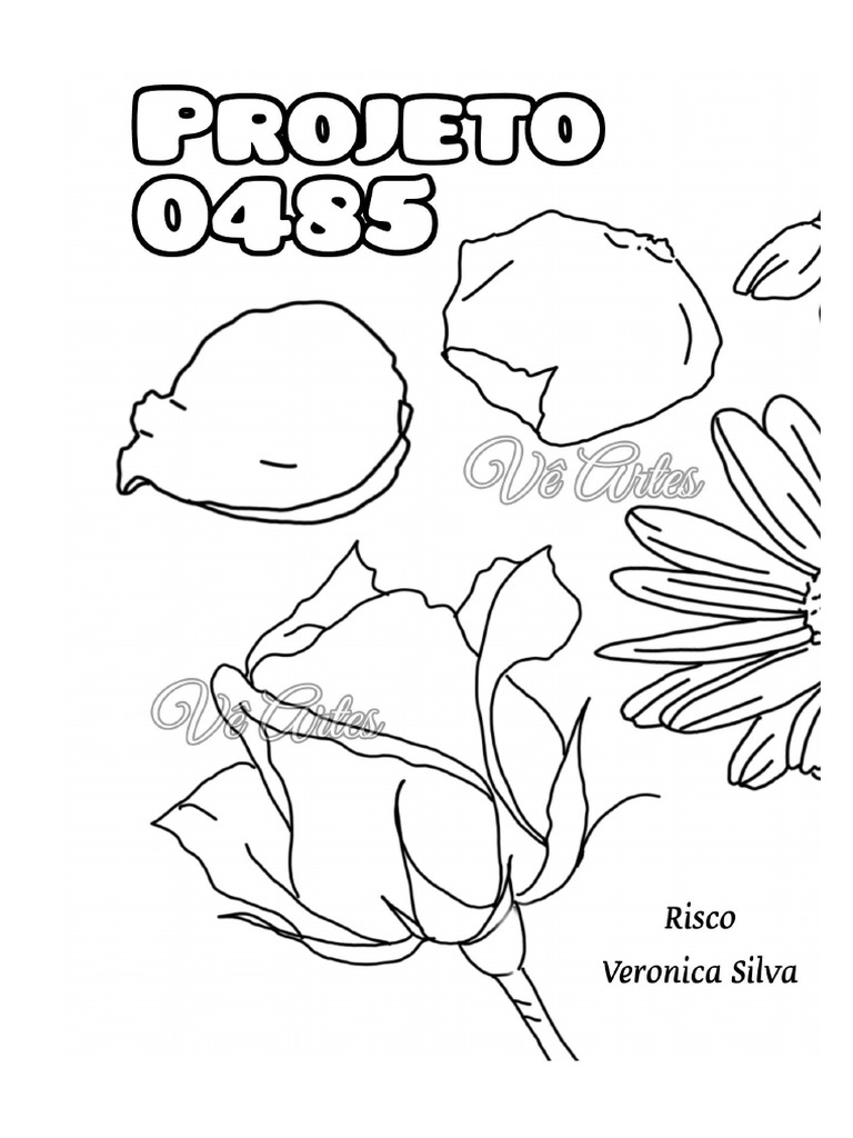 485 - Rosa, Tulipa e Margarida - Risco A3 - Dividido em 2 de A4 - para Pano de Copa | PDF