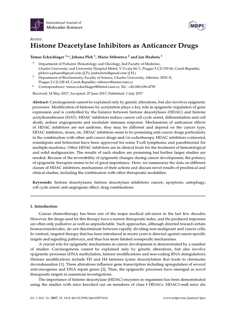Histone Deacetylase Inhibitors | PDF | Apoptosis | Autophagy