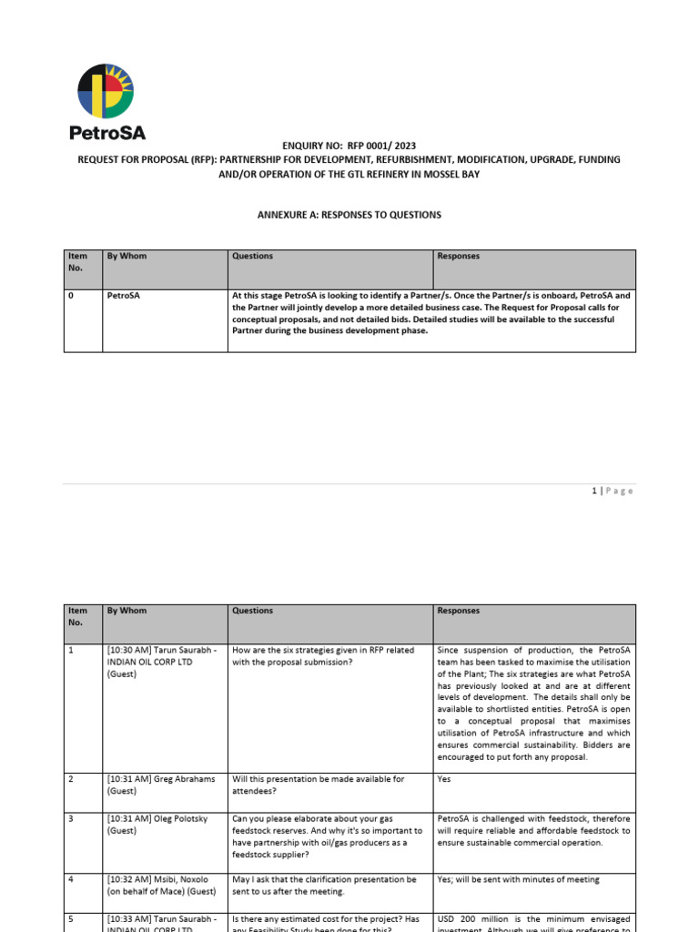 RFP 0001 - 2023 Refinery Reinstatement | PDF | Petroleum Reservoir | Oil Refinery