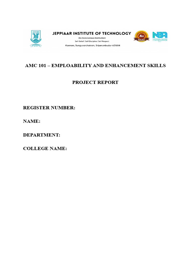 Amc 101 - Emplyability and Enhancement Skills Project Report | PDF ...