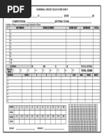 Cricket Score Sheet Template | PDF