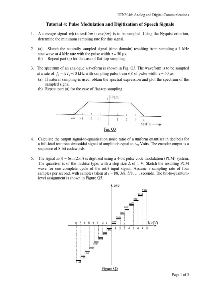 ETN3046-Tutorial 4-Question | PDF | Sampling (Signal Processing ...