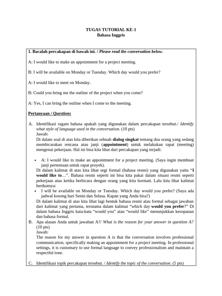 English Tutorial Task 1 Overview | PDF | Linguistics | Human Communication