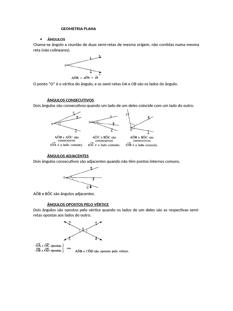 GEOMETRIA PLANA | PDF | Ângulo | Geometria Elementar