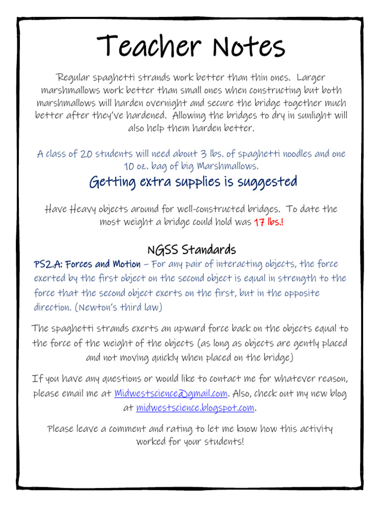 05 - STEM Challenge - Build A Bridge | PDF | Force | Weight