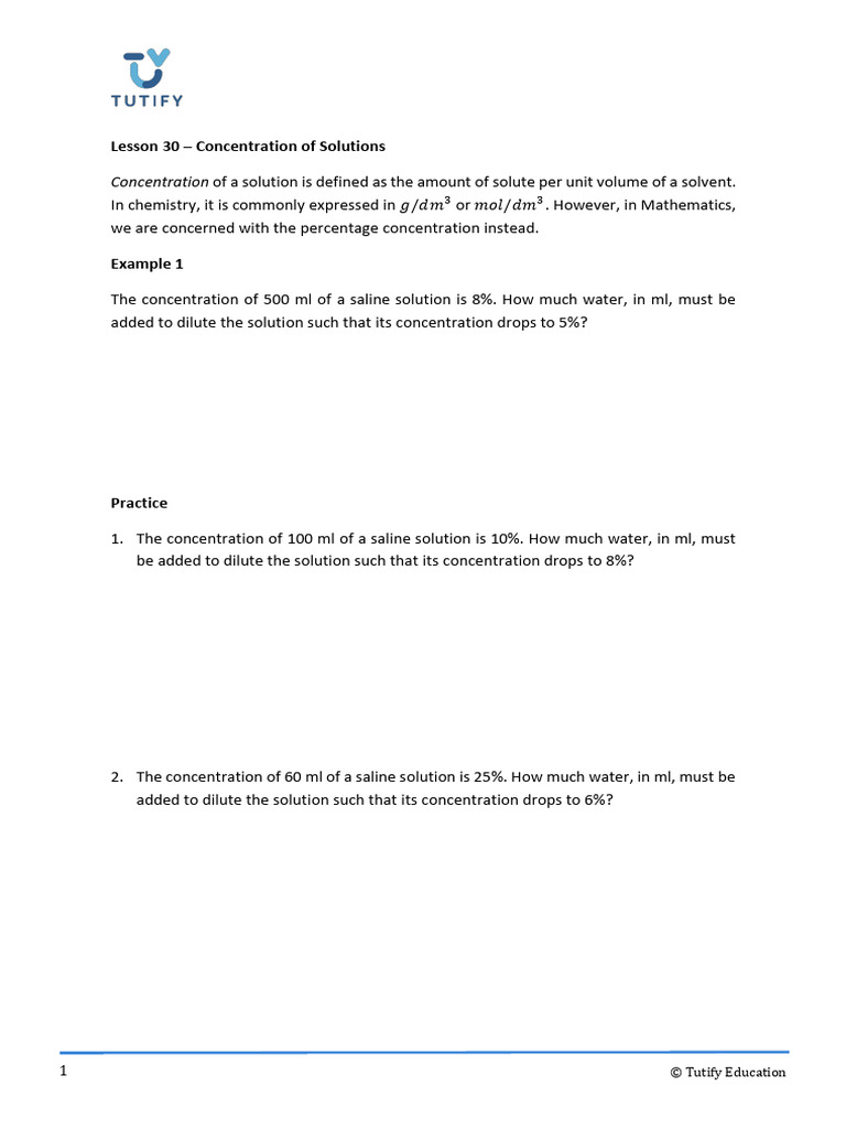 Concentration of Solutions Explained | PDF | Concentration | Analytical ...