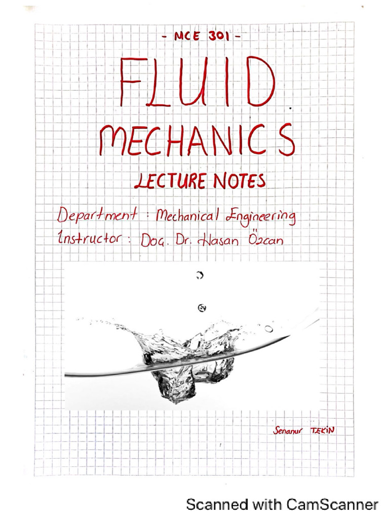 Fluidmechanics Lecturenotes Pdf