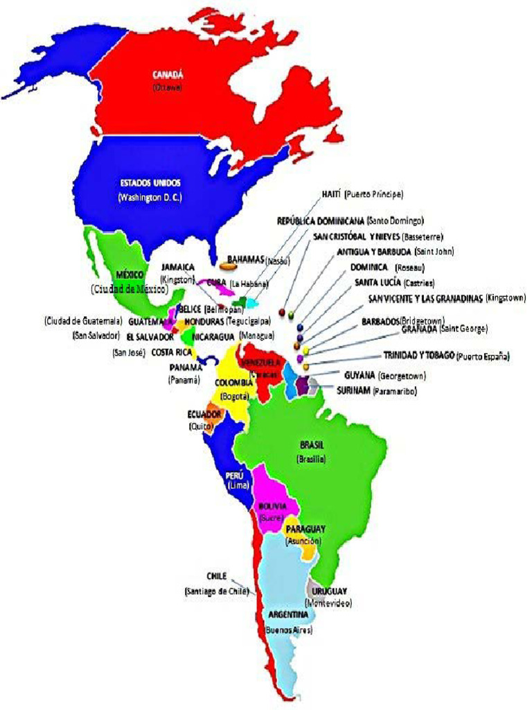 Mapa America Paises y Capitales | PDF