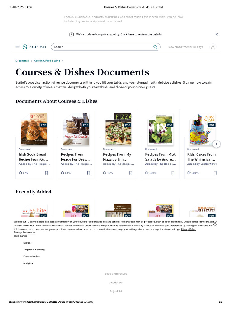 Courses & Dishes Documents & PDFs - Scribd | PDF | Http Cookie | Scribd