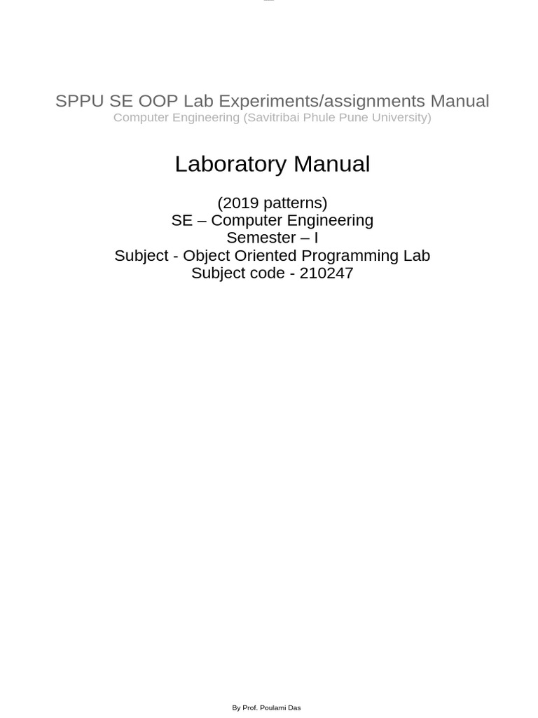 SE OOP Lab Manual | PDF | Programming | Constructor (Object Oriented Programming)