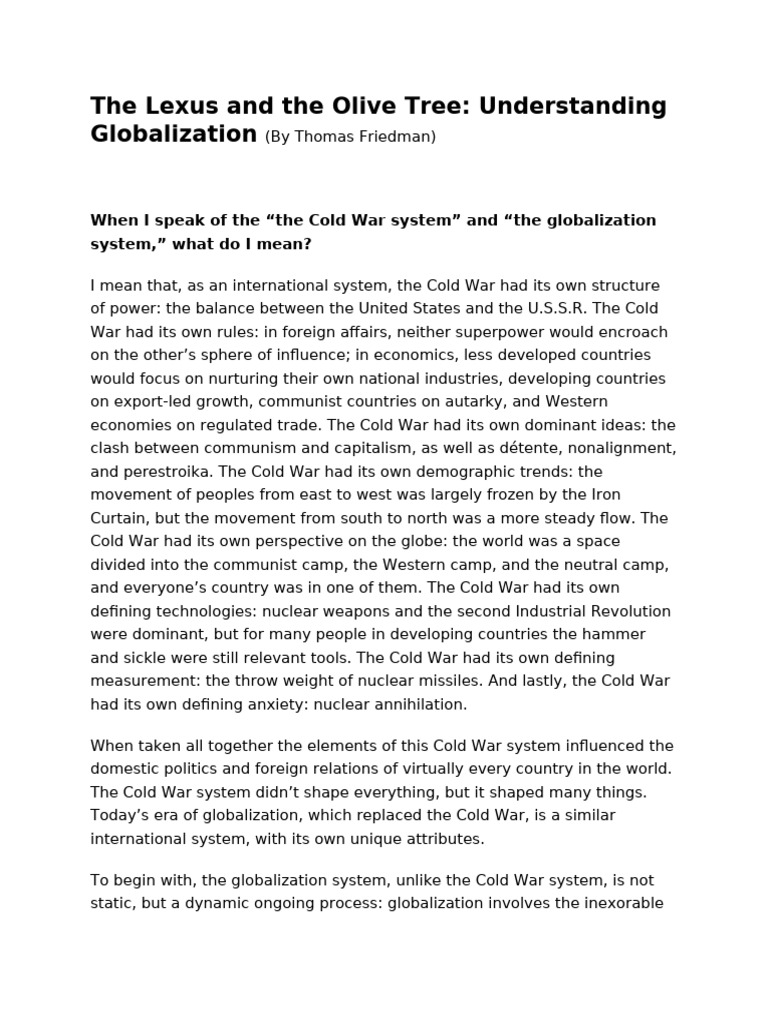 Cold War Pdf Cold War Globalization