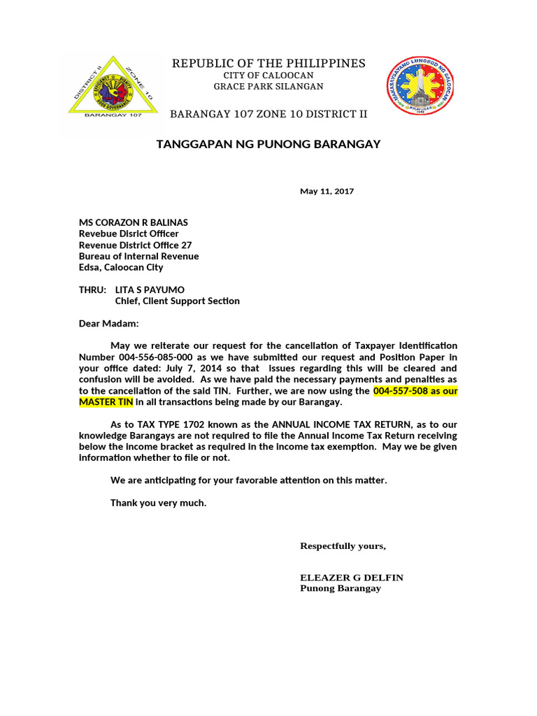 BIR Cancellation of TIN NUMBER | PDF