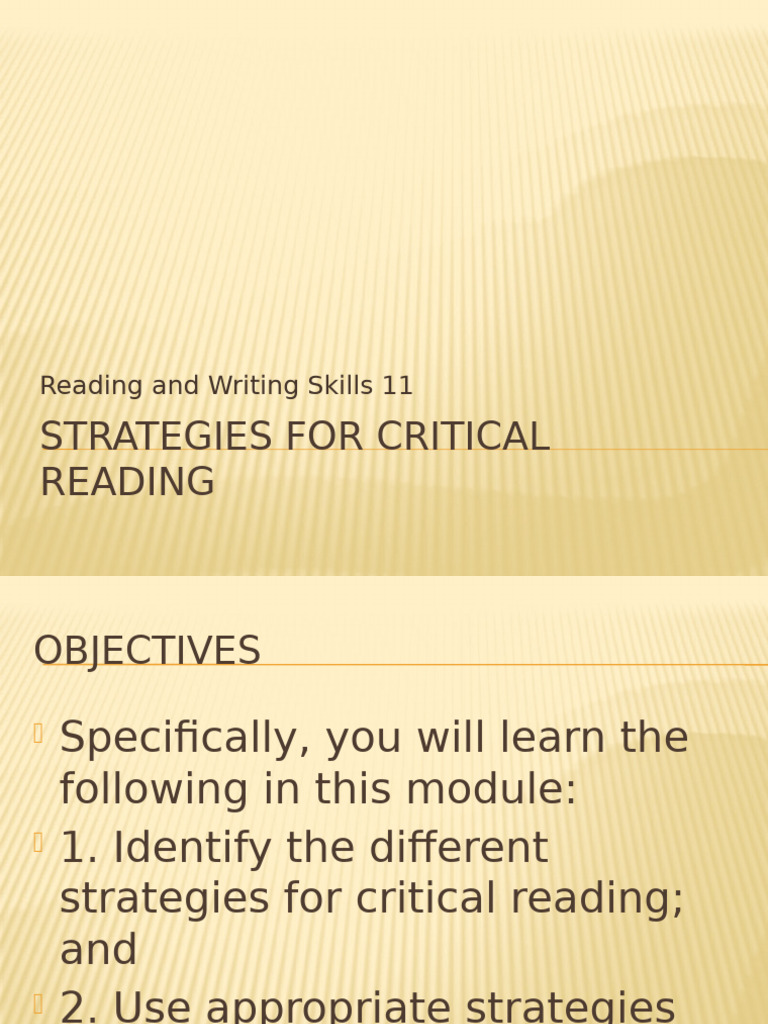 Strategies For Critical Reading | PDF | Argument | Critical Thinking