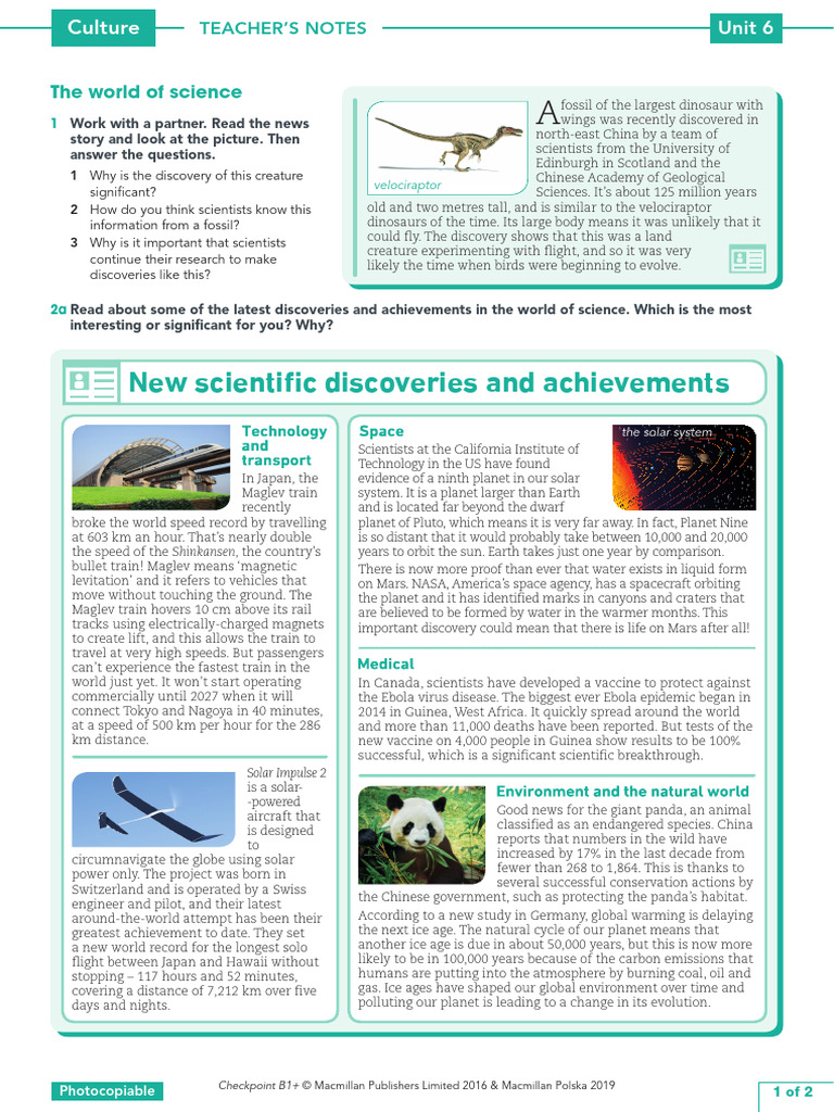 Checkpoint B1+ - TRC - Culture - U6 | PDF | Planets | Mars