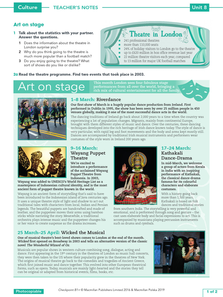 Checkpoint B1+_TRC_Culture_U8 | PDF | Theatre | Puppets