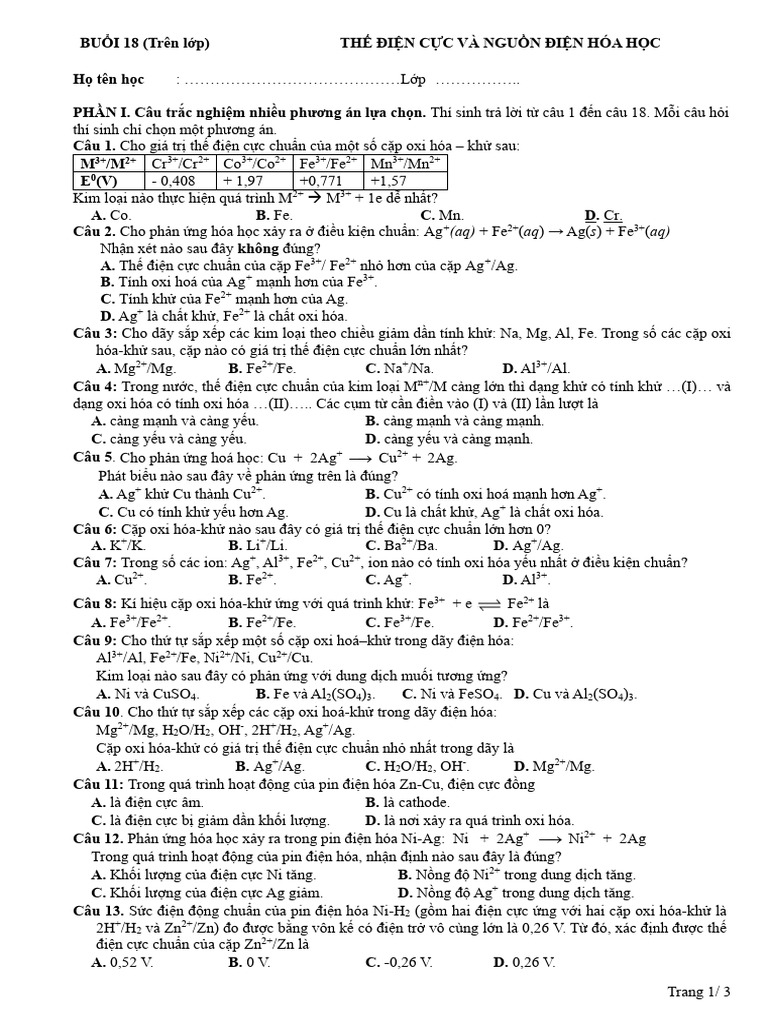 Buoi 18 - The Dien Cuc - Pin Dien - Tren Lop | PDF