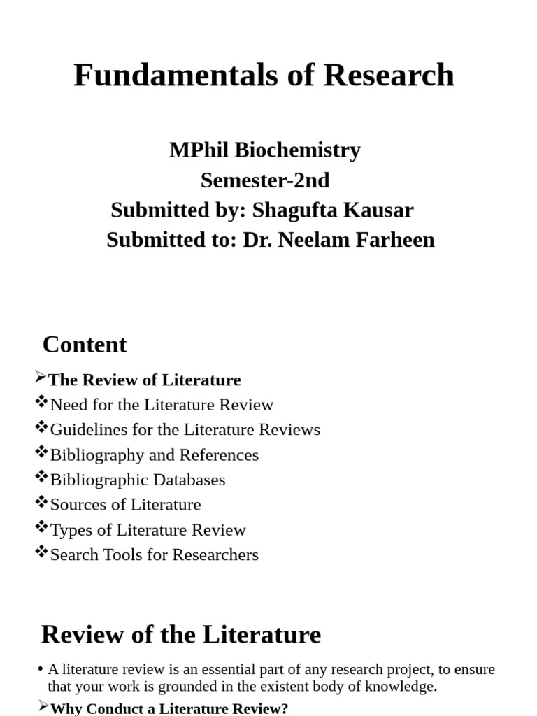 Literature Review Guide for Biochemistry | PDF | Citation | Bibliography
