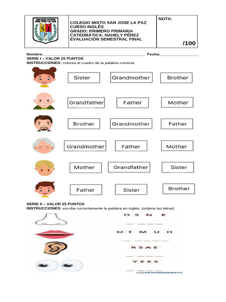 Evaluacion Semestral - Primero | PDF