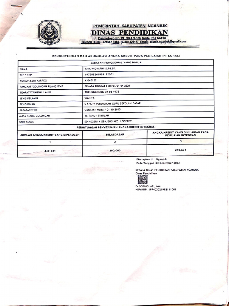 PAK INTEGRASI_197508241999122001 | PDF