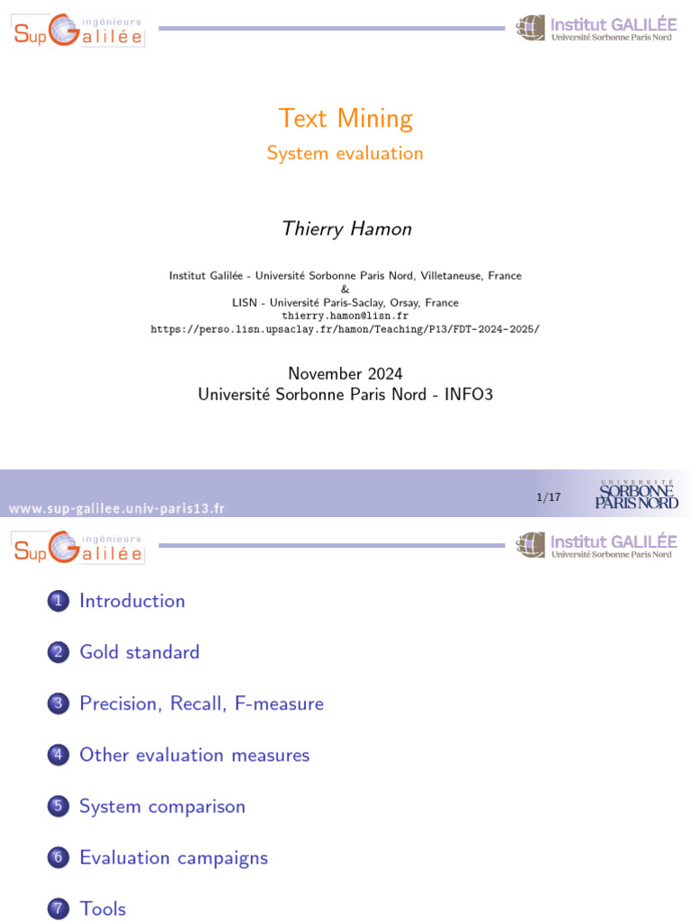 FDT Cours5 SystmEval | PDF | Accuracy And Precision | Information Science