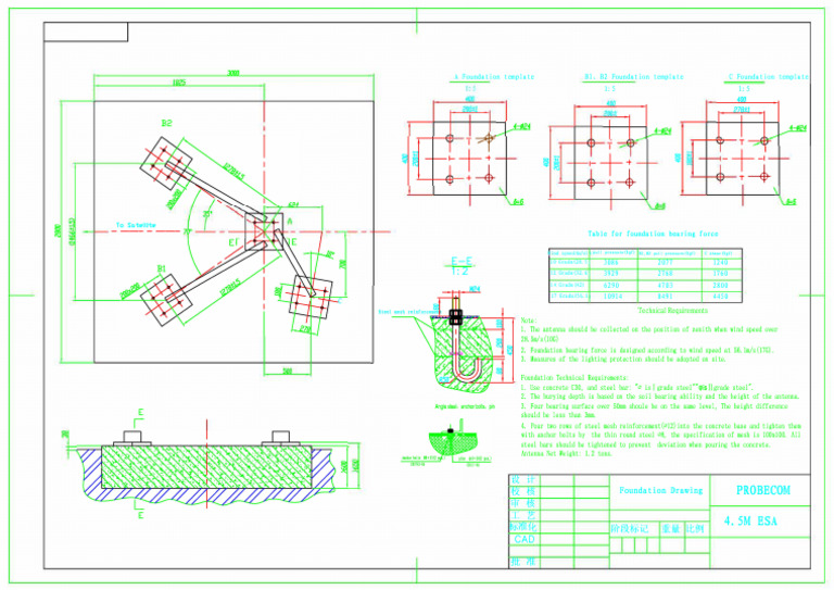ANEXO I-A. 4.5M ESA Antenna Foundation Drawing | PDF | Applied And ...