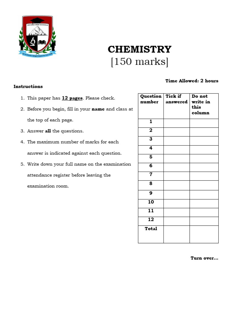 2023 Msce Mock 2 Chemistry P1 | PDF | Chemical Reactions | Acid