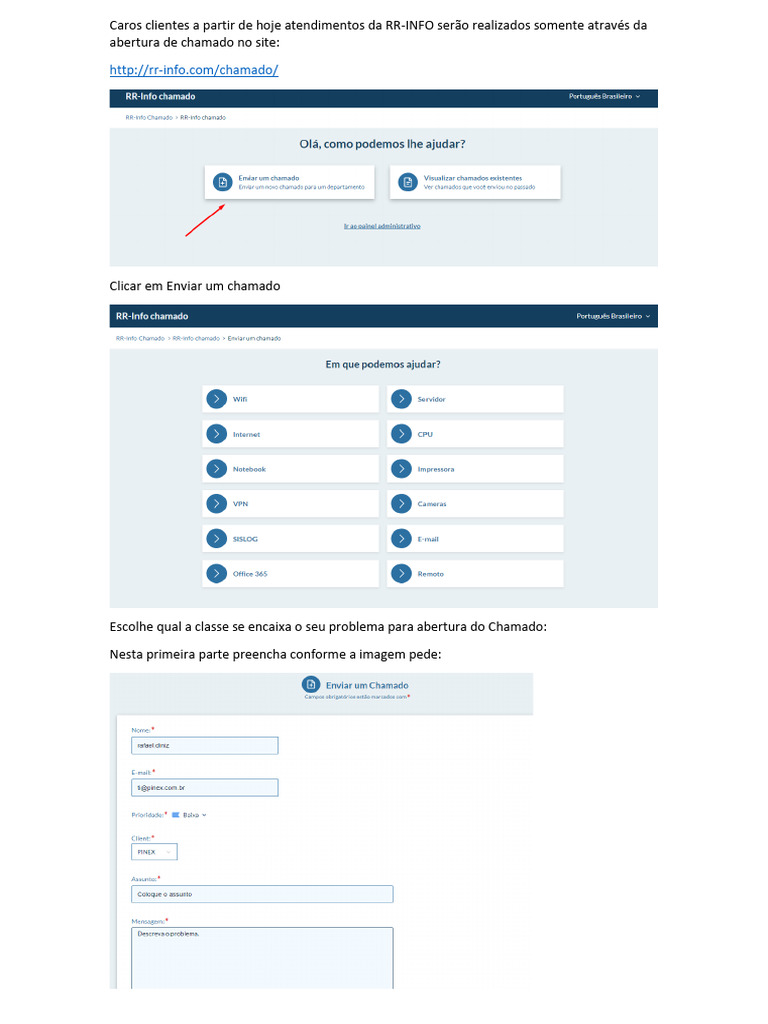 Passo A Passo para Abertura de Chamado | PDF
