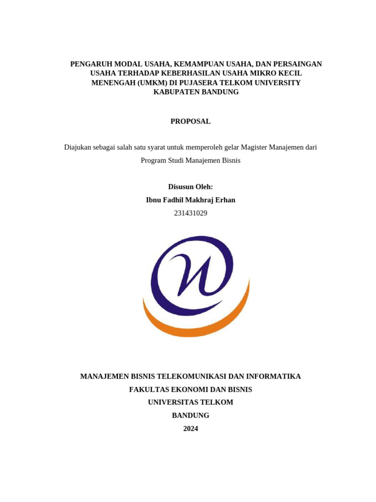 Ibnu Fadhil Makhraj Erhan - 231431029 - Proposal BRM | PDF