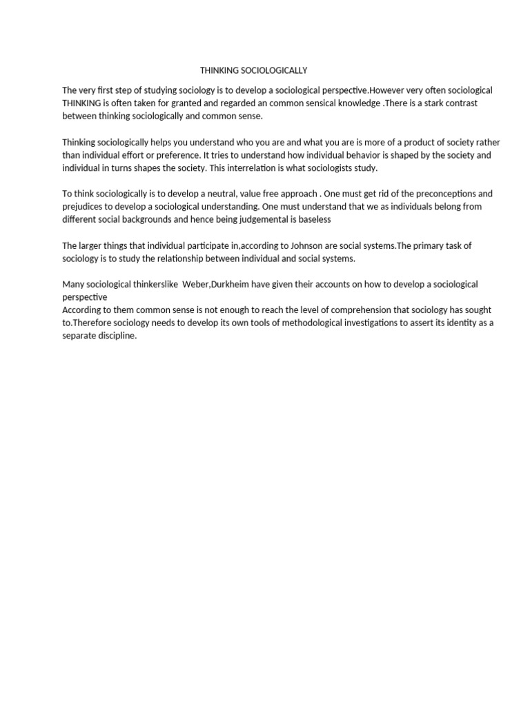 Thinking Sociologically | PDF