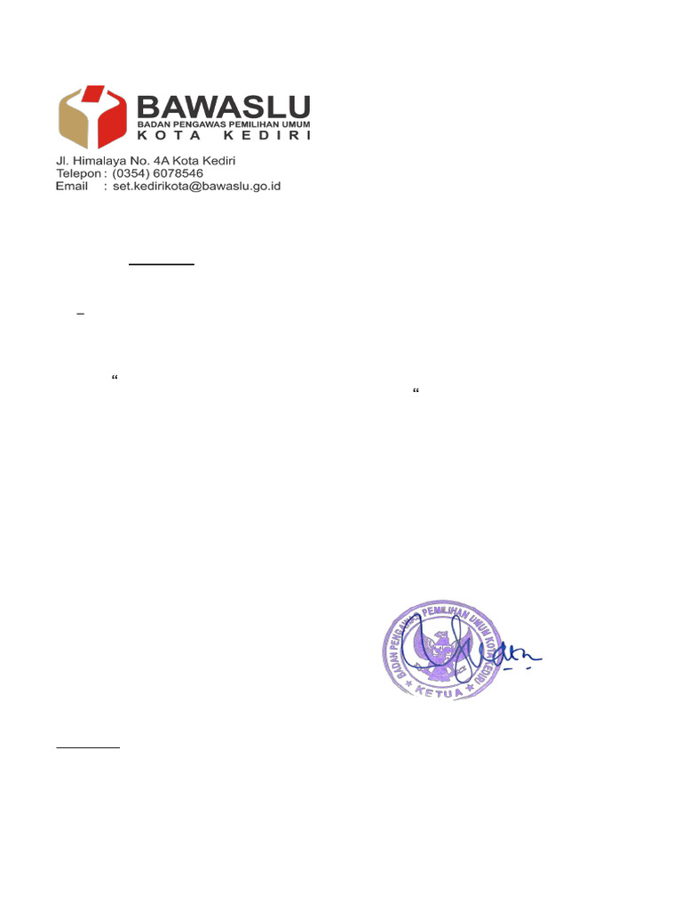 046 Undangan Ketua, Kasek Dan Staf Panwascam 8 November 2024 | PDF