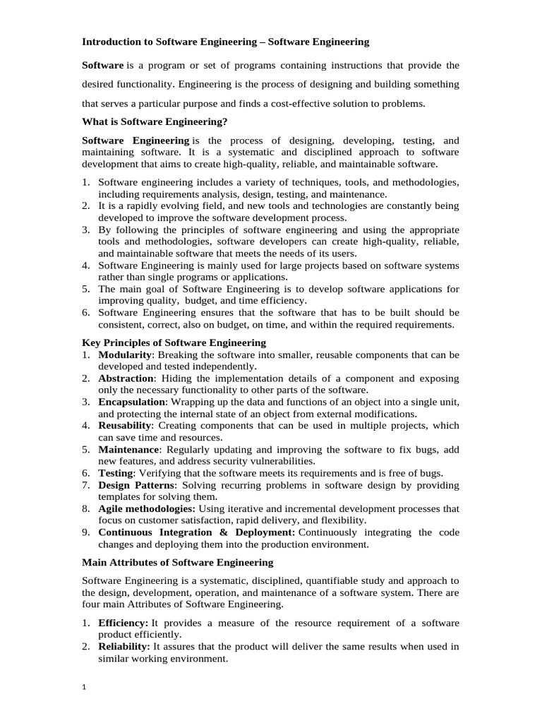 BIT310 L1 Introduction to Software Engineering | PDF | Software Development Process | Software