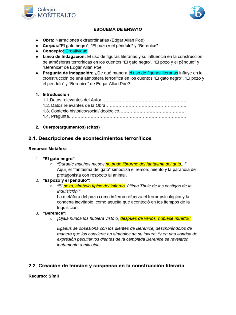 Esquema Final | PDF | Edgar Allan Poe