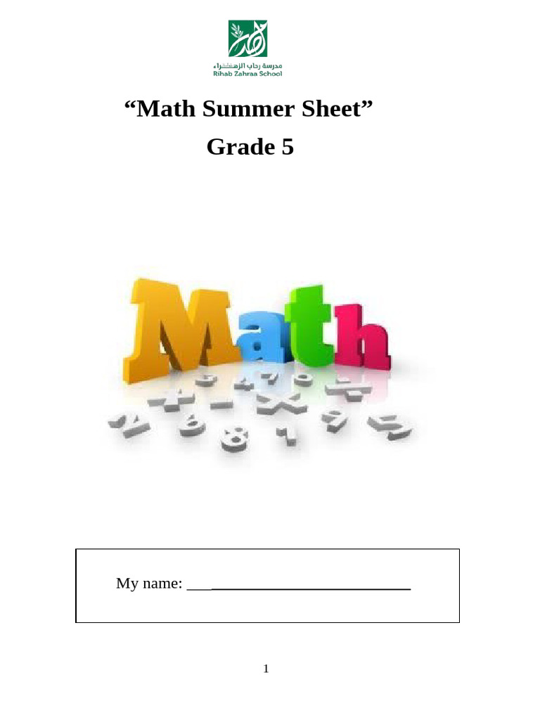 Math Summer Sheets G5 2023-2024 | PDF | Mathematics | Numbers
