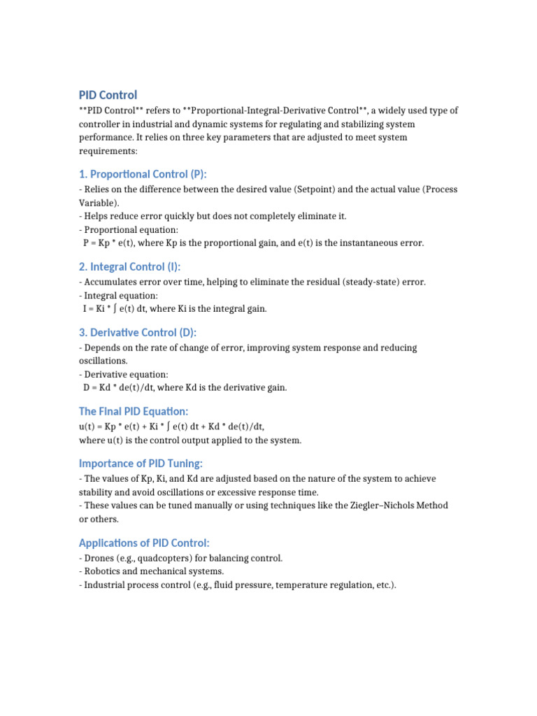 Understanding PID Control Techniques | PDF