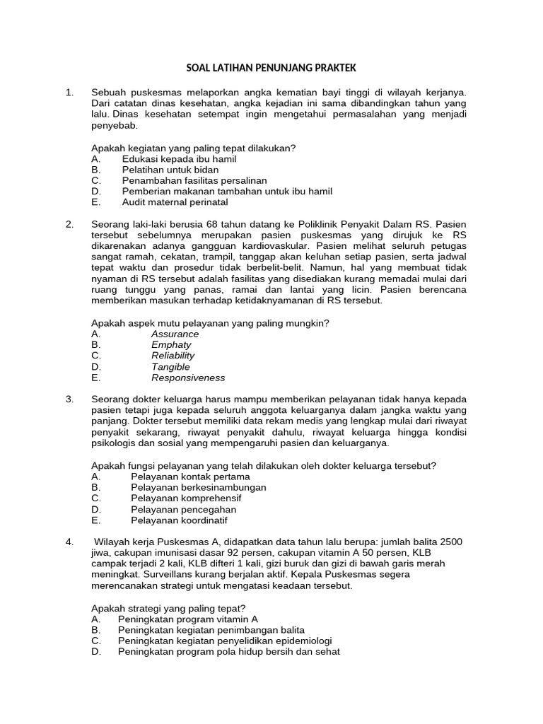 Soal Latihan Penunjang Praktek | PDF
